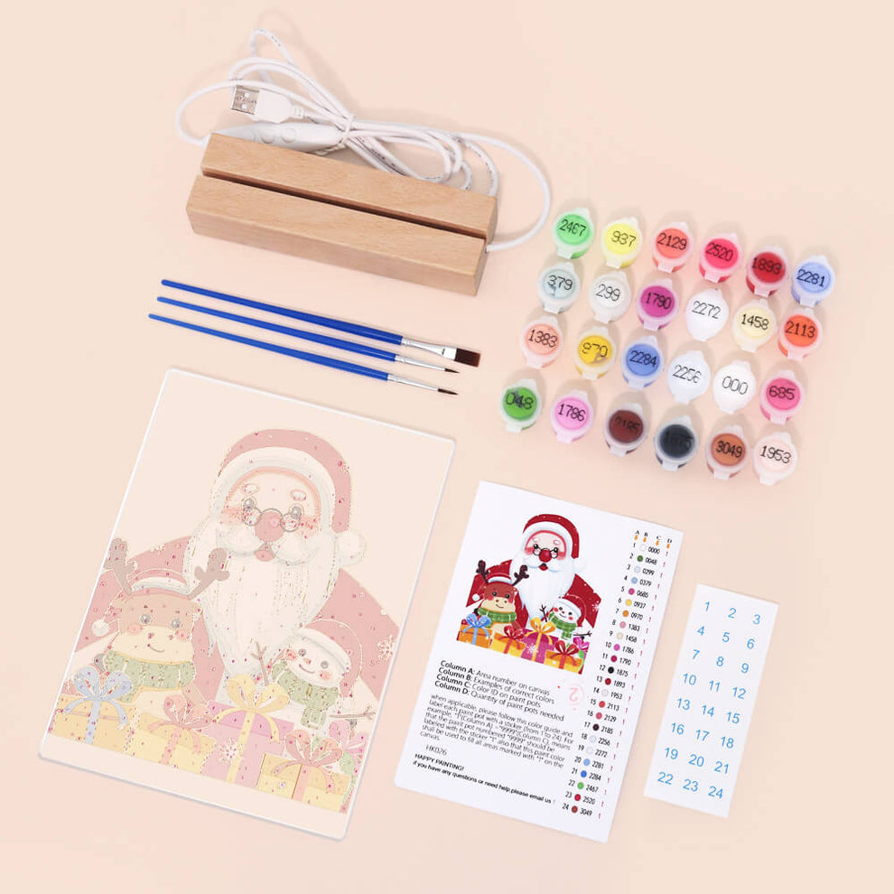 Paint by Numbers - Christmas Light | Santa Claus with reindeer and sno ...